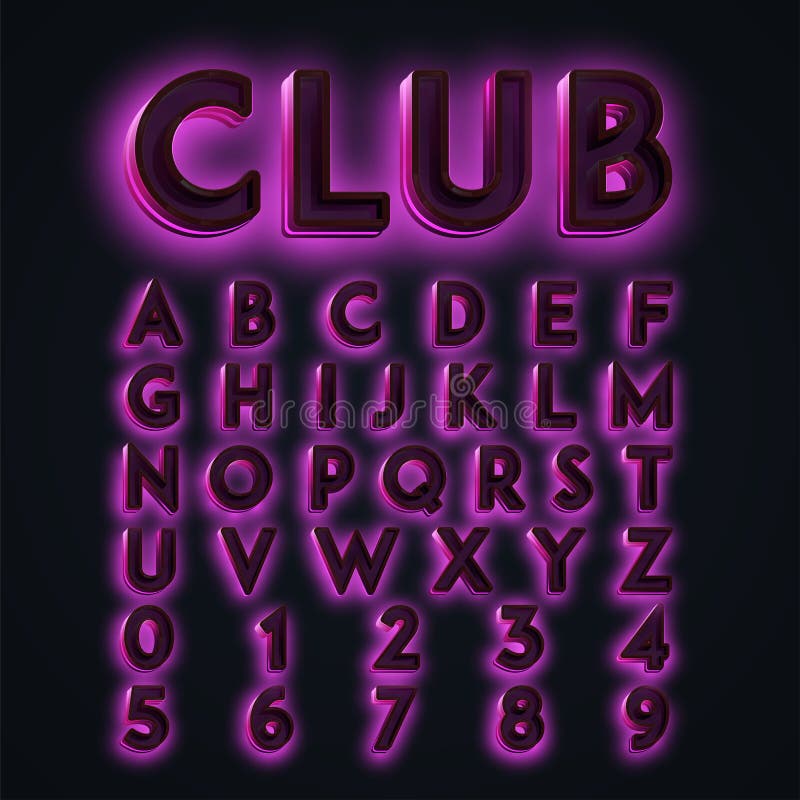 Pink `CLUB` Neon Lights Typeset, Vector Stock Vector - Illustration of ...