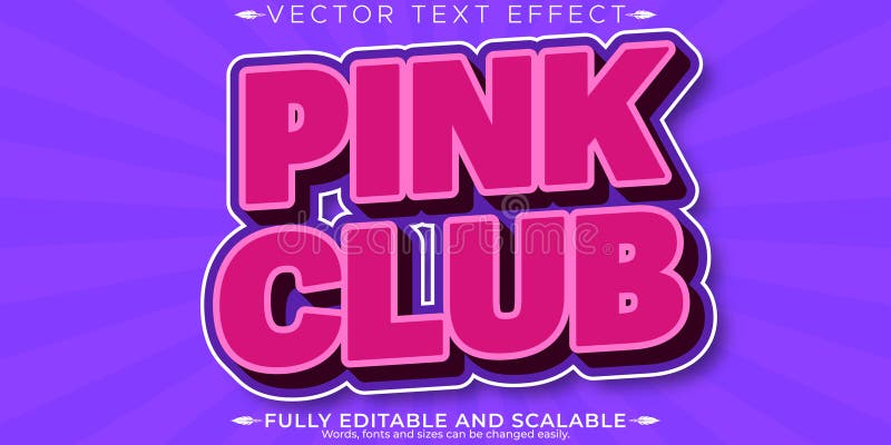 Pink Club Text Effect, Editable Vintage and Retro Text Style Stock ...