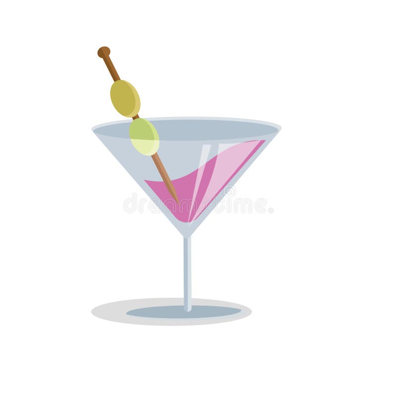 Pink Cocktail in Martini Glass Vector Illustrations. Stock Vector ...