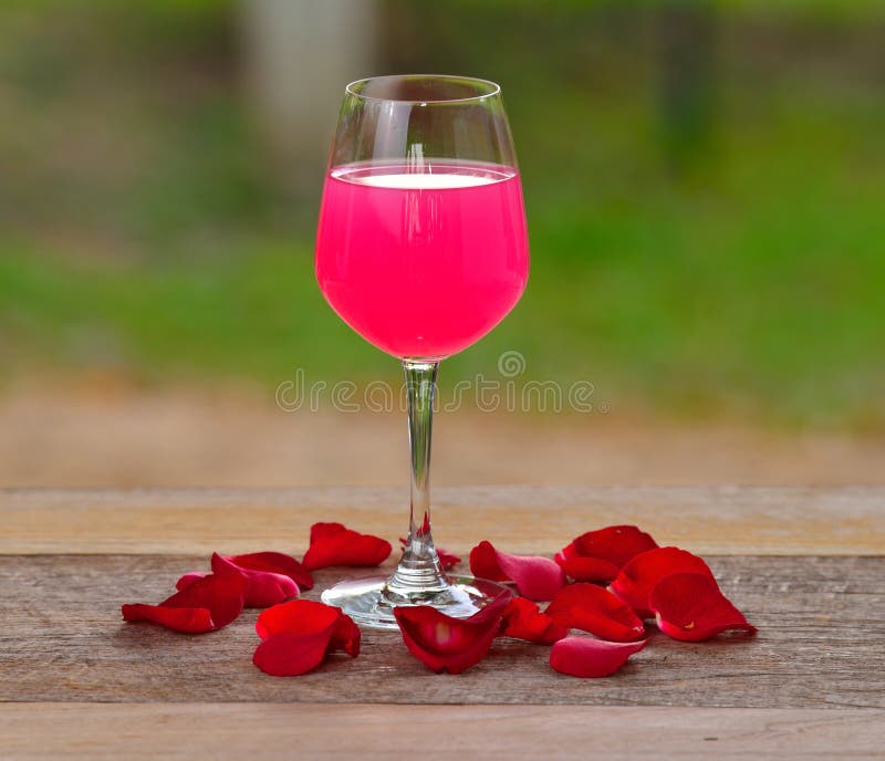 Pink Cocktail with Red Rose Petals Stock Image - Image of green, lime ...