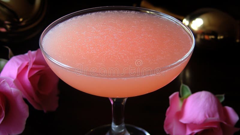 Pink Cocktail, Roses, Dark Bar, Celebratory Drink, Menu Stock Image ...
