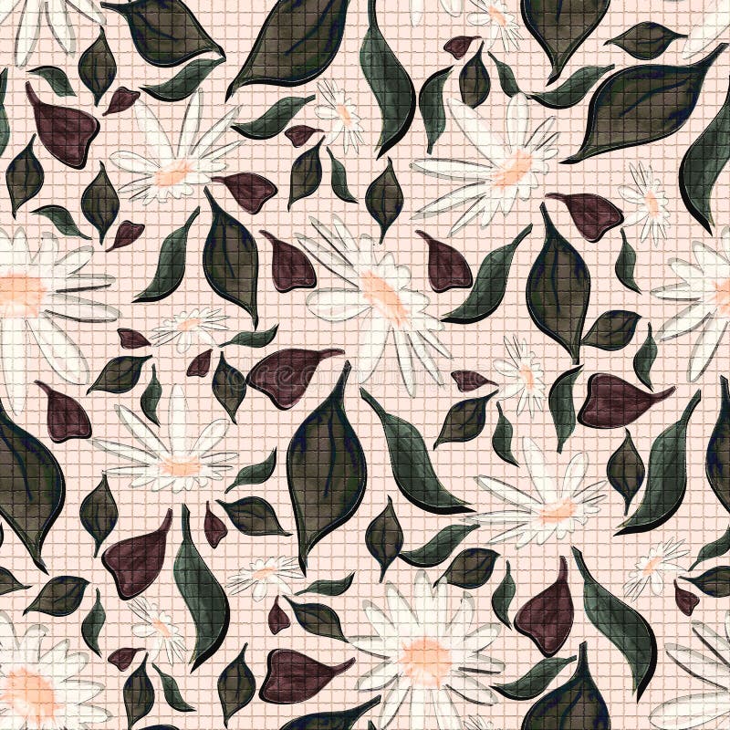 Pink and Coco Color Abstract Based Seamless Flower and Leaves Pattern ...