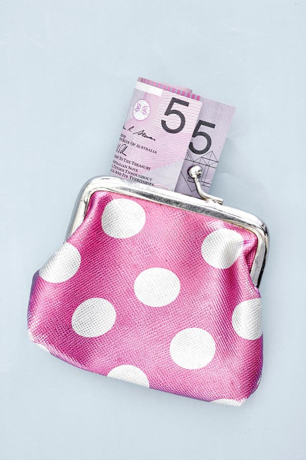 Pink Coin Purse stock photo. Image of twenty, scattered - 83253850