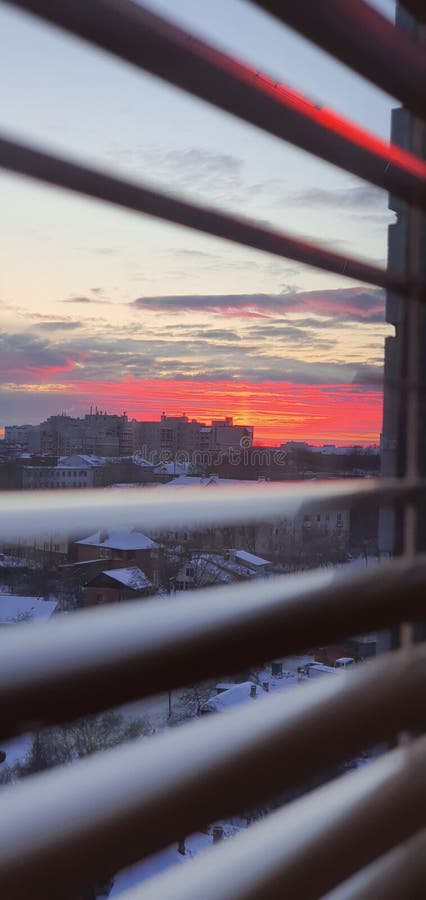 The Cold Sunset in the City. Stock Photo - Image of chimney, quietness ...