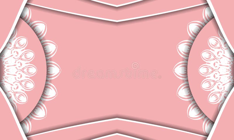 Pink Color Banner Template with Abstract White Pattern and Place for ...