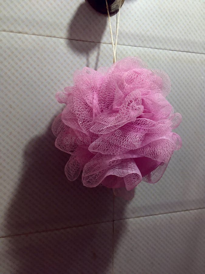 Pink Color Bath Shower Body Exfoliate Puff Sponge Mesh Net Ball