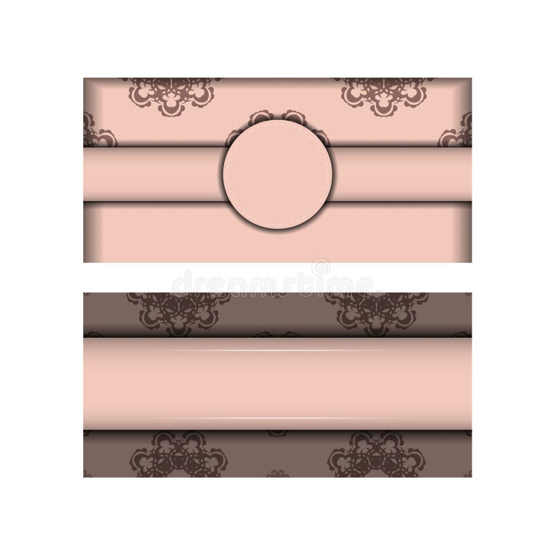 Pink Color Brochure with Indian Pattern for Your Design. Stock Vector ...