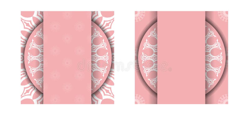 Pink Color Card with Indian White Pattern for Your Design. Stock Vector ...