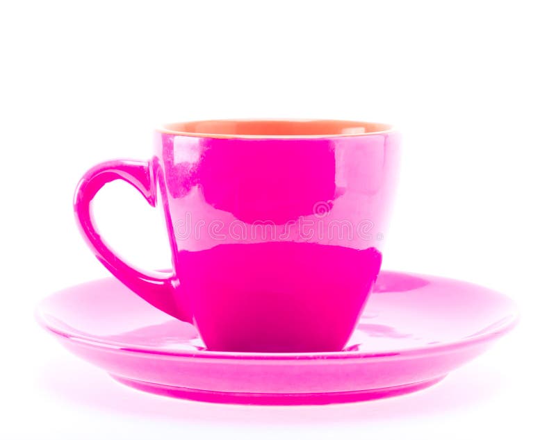 Pink Color Cup on Plate stock image. Image of pottery - 37020623