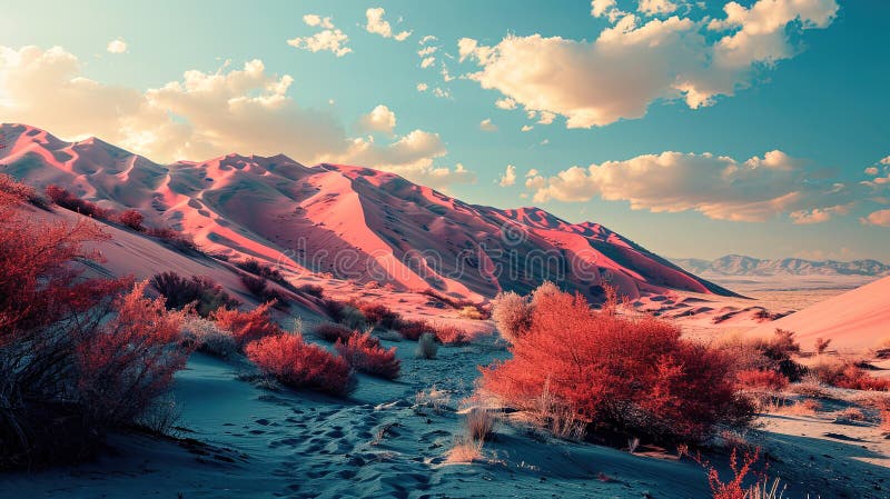 Pink Color Deserts Landscape Background Stock Illustration ...