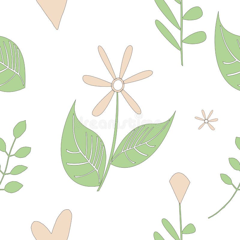 Pink Color Floral and Leaf Shape Seamless Pattern Stock Illustration ...