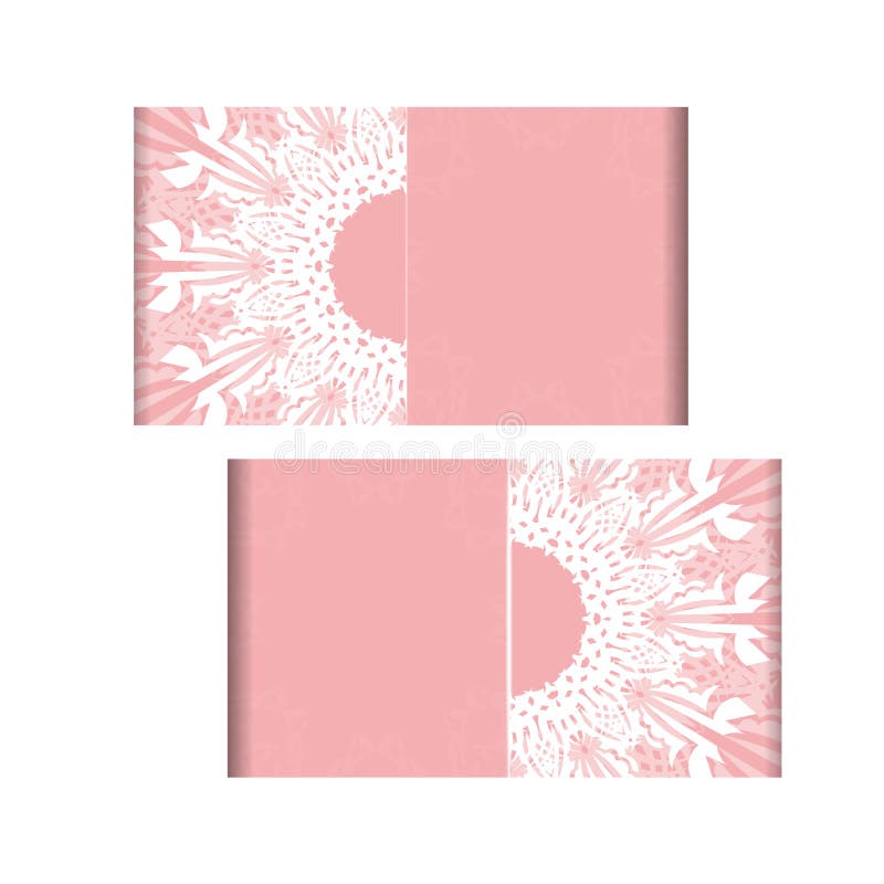 Pink Color Flyer with Vintage White Pattern for Your Design. Stock ...