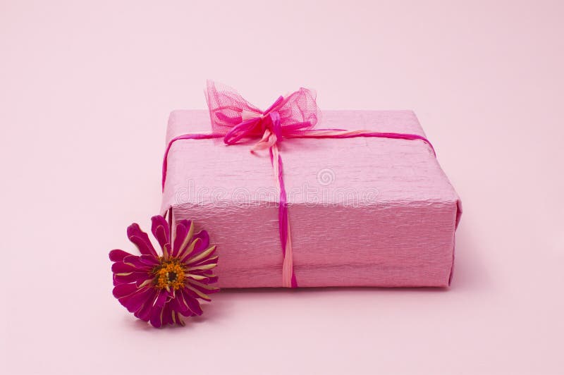 Pink color gift box stock image. Image of ribbon, birthday - 26614305