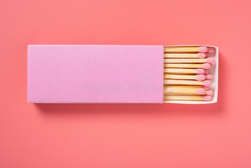 A Pink Color Matchbox and Pink Match Sticks on a Pink Background Stock ...