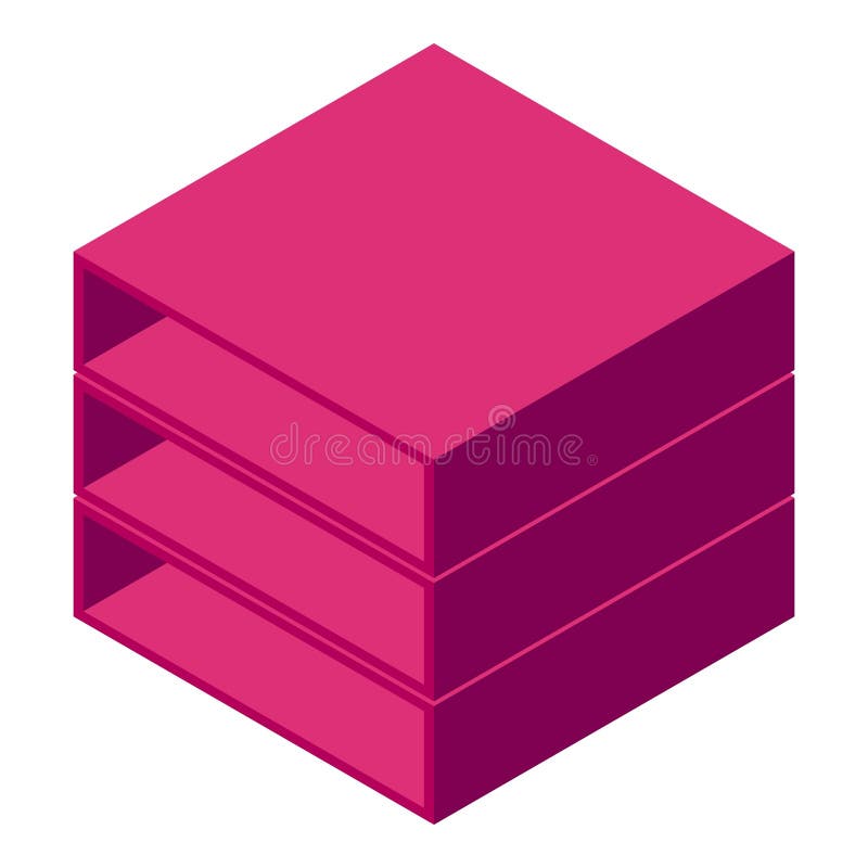 Pink Color Paper Tray Icon Isometric Vector. Cabinet Case Shelf Stock ...