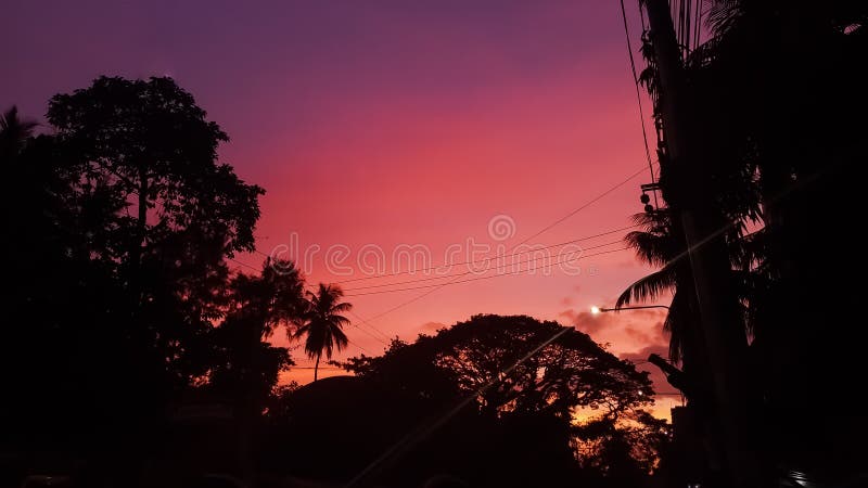 Pink Color Sky at the Evening Stock Image - Image of sunrise, light ...