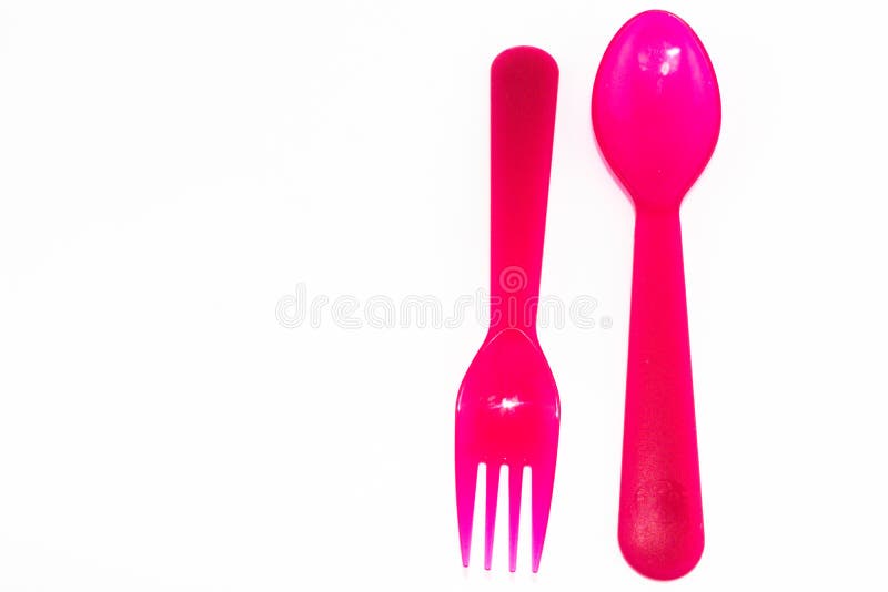 The Pink Color of Spoon and Fork Stock Photo - Image of long, couple ...