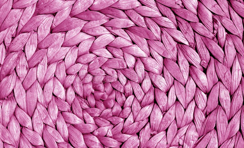 Pink Color Straw Mat Surface with Round Pattern. Stock Image - Image of ...