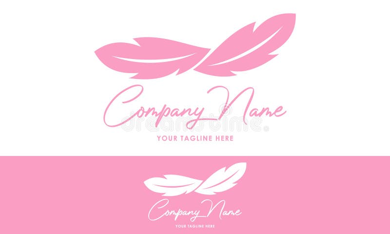 Pink Color Two Bird Feather Logo Design Stock Vector - Illustration of ...