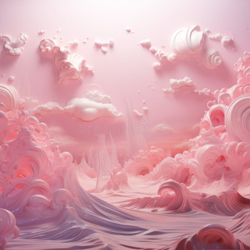 Pink Rococo Seascape Abstract: a Realistic 3d World Design and Art ...