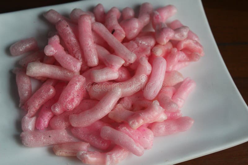 The Pink Colored Crackers and the Unique Shape are Typical Indonesian ...