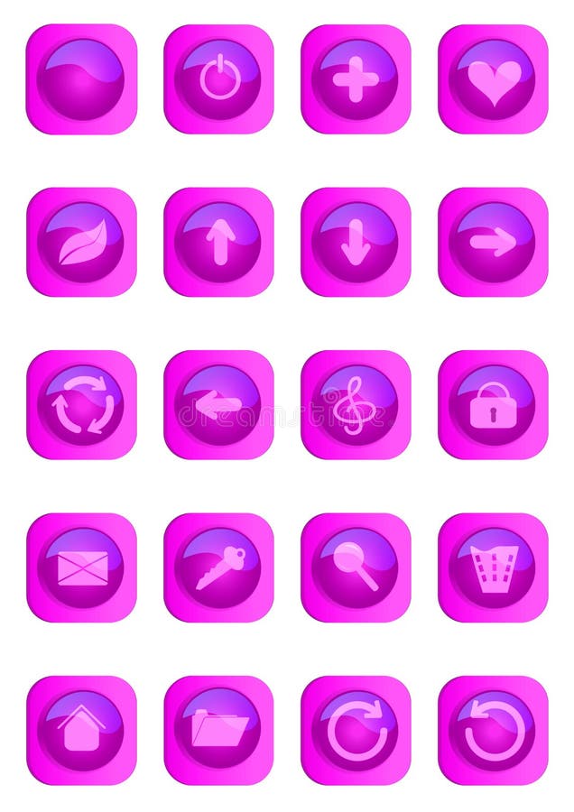 Pink Colored Glossy Web Buttons. Stock Vector - Illustration of button ...