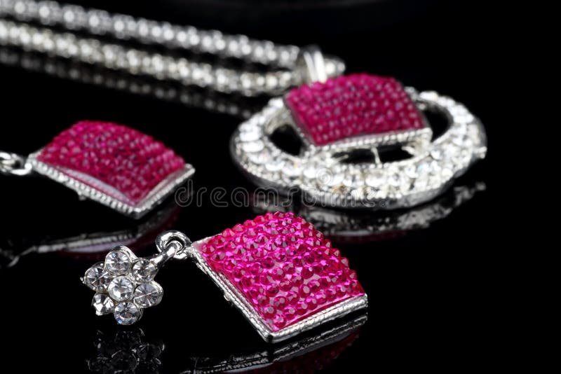 Pink Colored Jewelry Set stock image. Image of expensive - 20383997