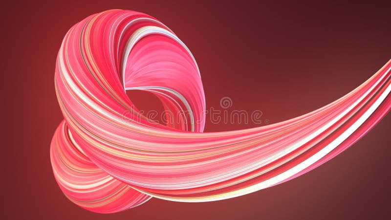 Pink Colored Twisted Shape. Computer Generated Abstract Geometric 3D ...