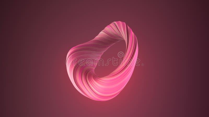 Pink Colored Twisted Shapes. Computer Generated Abstract Geometric 3D ...