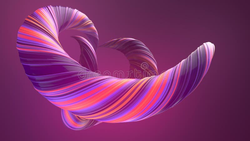 Pink Colored Twisted Shapes. Computer Generated Abstract Geometric 3D ...