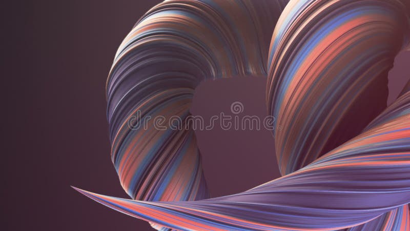 Pink Colored Twisted Shapes. Computer Generated Abstract Geometric 3D ...
