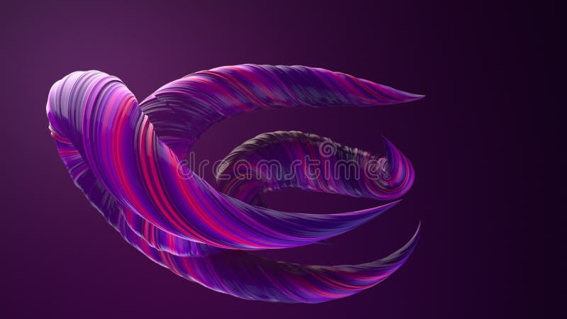 Pink Colored Twisted Shapes. Computer Generated Abstract Geometric 3D ...