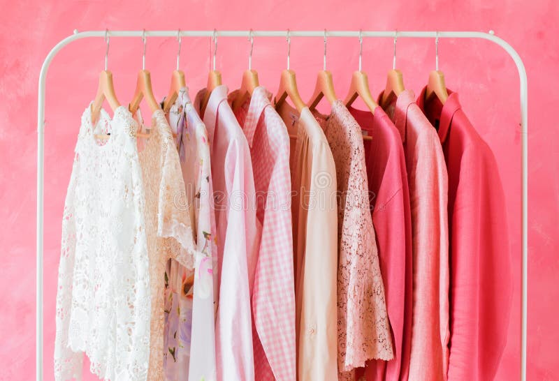Pink colored women clothes stock image. Image of cleaning - 137925827