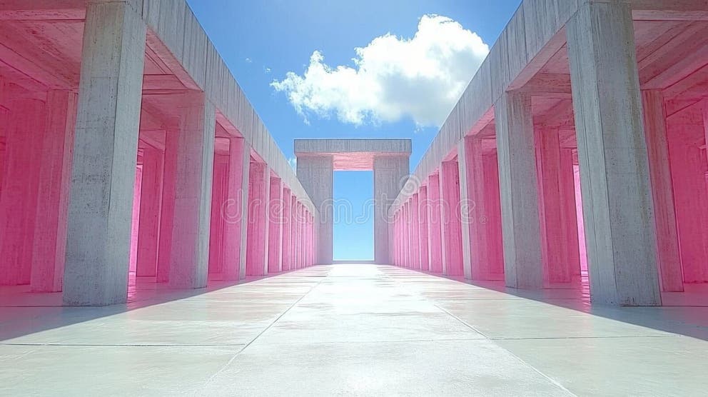 Pink Columns, Modern Architecture Stock Image - Image of structures ...