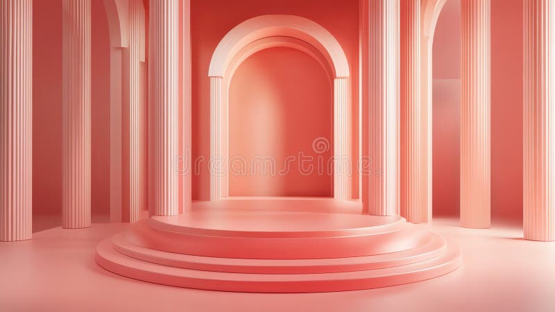 Pink Columns Stage: Elegant Architectural Design with Circular Platform ...