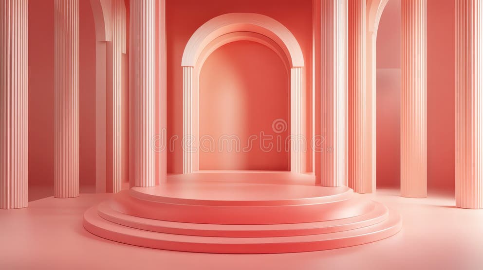 Pink Columns Stage: Elegant Architectural Design with Circular Platform ...