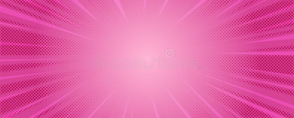 Pink Comic Background. Cartoon Pop Art Burst Rays Pattern. Abstract ...