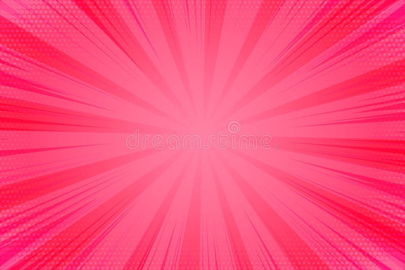 Pink Comic Background with Pop Art Pattern. Cartoon Sunburst Abstract ...