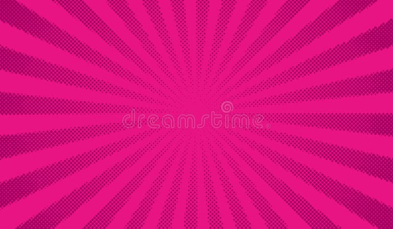 Pink Comics Background. Abstract Lines Backdrop. Bright Sunrays. Design ...