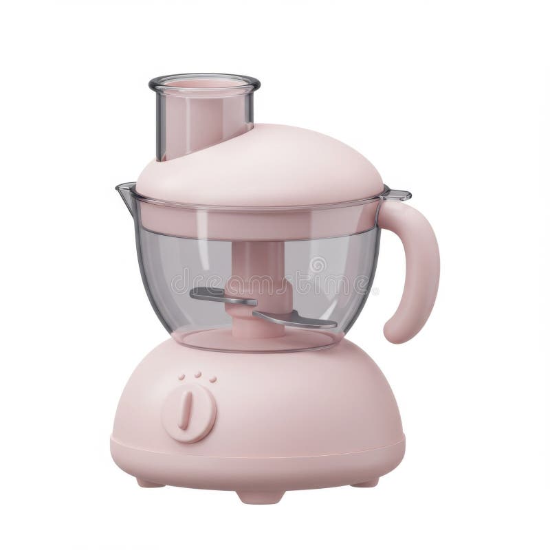 Pink Compact Electric Food Processor on White Background Stock ...