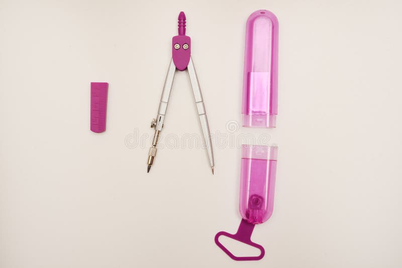 Pink Compasses on a White Background. a Drawing Tool Stock Image ...