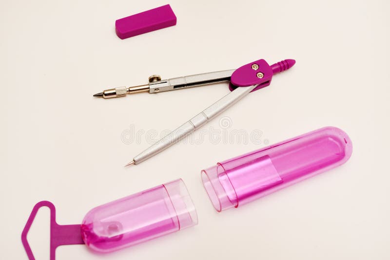 Pink Compasses on a White Background. a Drawing Tool Stock Photo ...