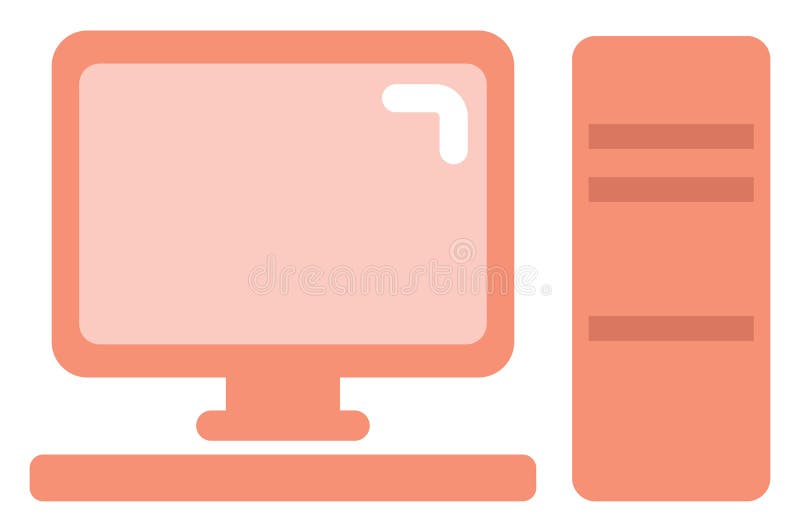 Pink computer desk, icon stock vector. Illustration of business - 261078139