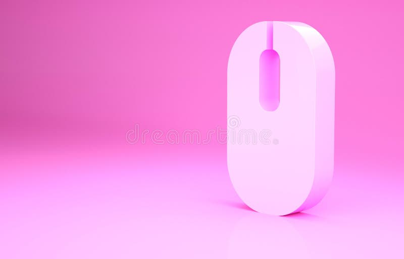Pink Computer Mouse Icon Isolated on Pink Background. Optical with ...
