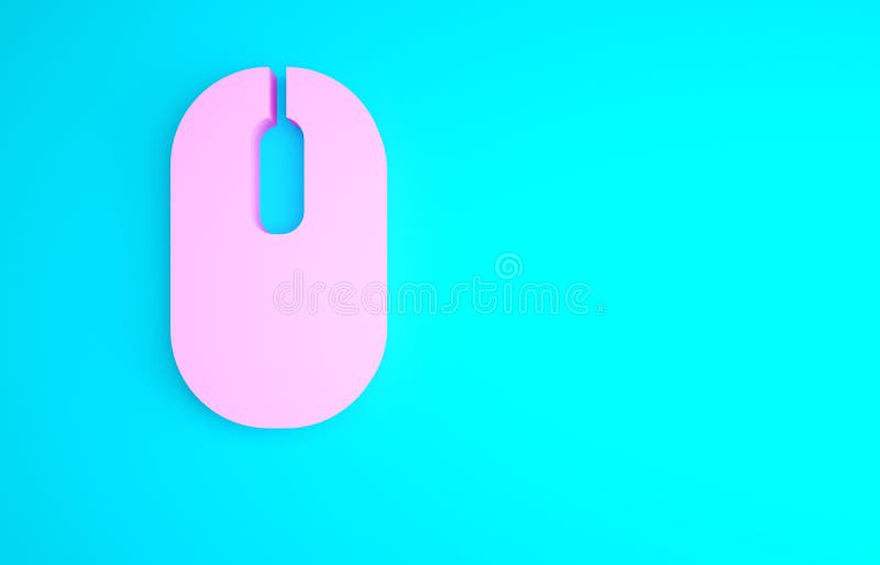 Pink Computer Mouse Icon Isolated on Blue Background. Optical with ...