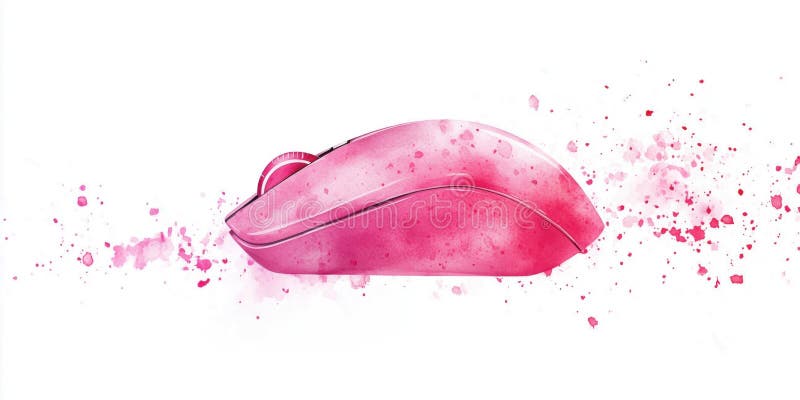 Pink Computer Mouse with Watercolor Splashes, Modern Design, Sleek ...