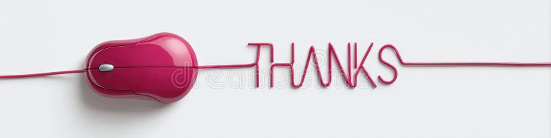 Pink Computer Mouse beside the Word Thanks Crafted from Wire on a White ...