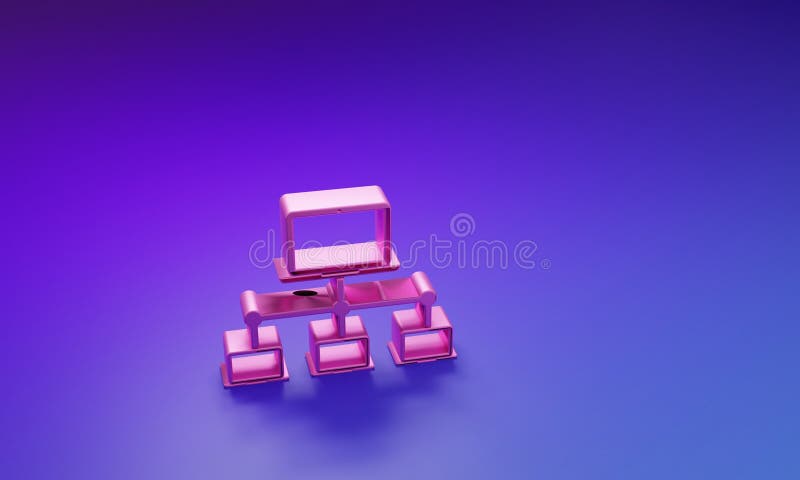Pink Computer Network Icon Isolated on Purple-blue Background. Laptop ...