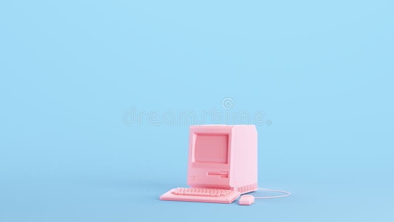 Pink Computer PC Screen Keyboard Vintage Technology Kitsch Blue ...