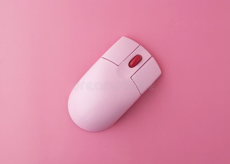 Pink Computer Wireless Bluetooth Mouse on Pink Background Stock Image ...